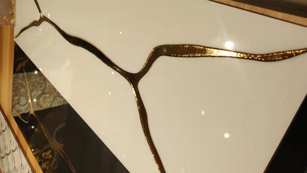 Springletile 3D concave gold tiles bathroom black and gold tiles for custom