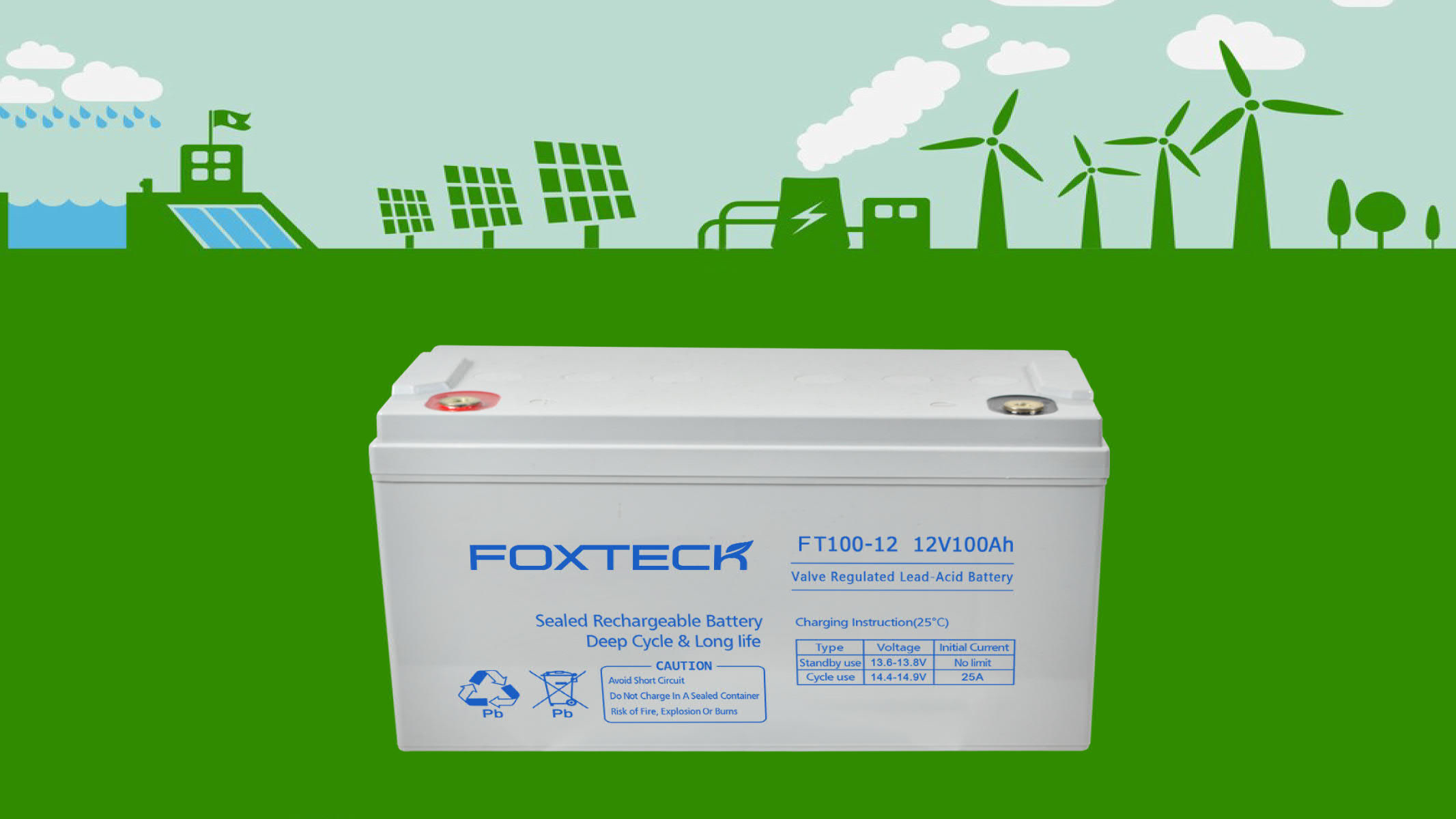 Foxtech Solar VRLA 12V 100Ah 200Ah 250Ah Lead Acid Battery AGM Gel ...