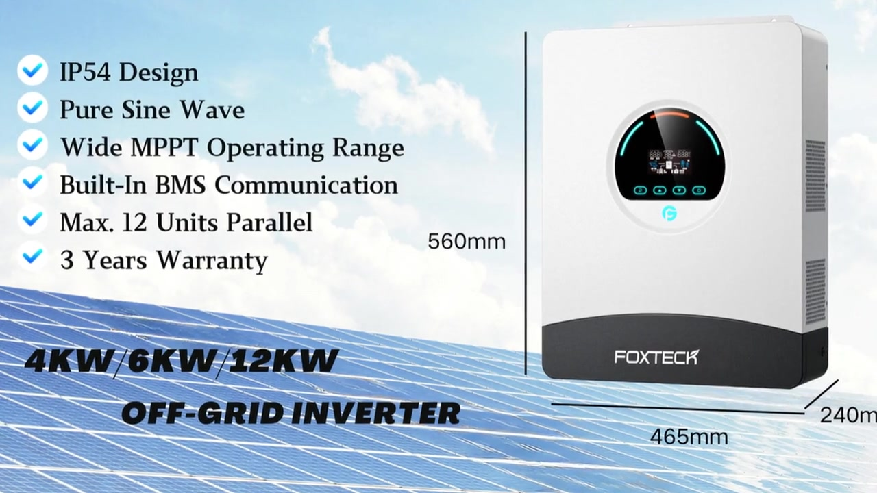 Foxtech IP54 4kw 6kw 12kw Solar Panel Off Grid Hybrid Solar Inverter ...