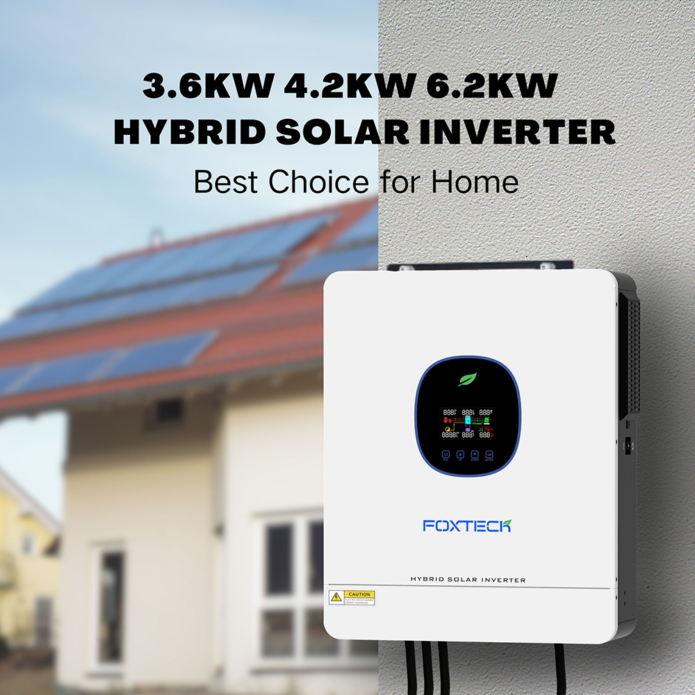 Foxtech Hot-Sell Eco Series Hybrid 3.6/4.2/6.2 kw Solar Inverter Power Converter DC-AC Inverter ...