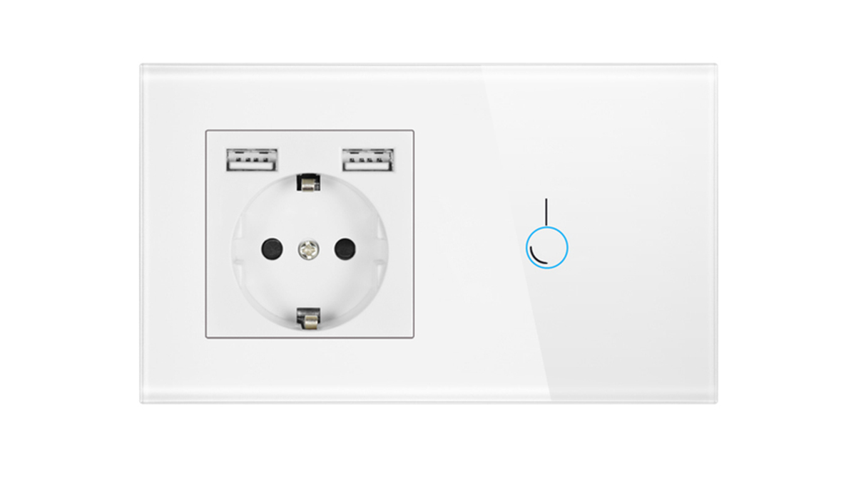 Touch Sensor Switch With Socket With Usb Crystal Glass Panel 146*86mm ...