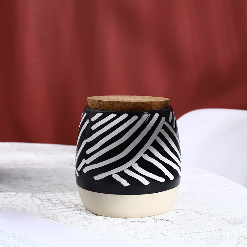 Creative nordic ceramic storage tank with cover coffee tea candy ...