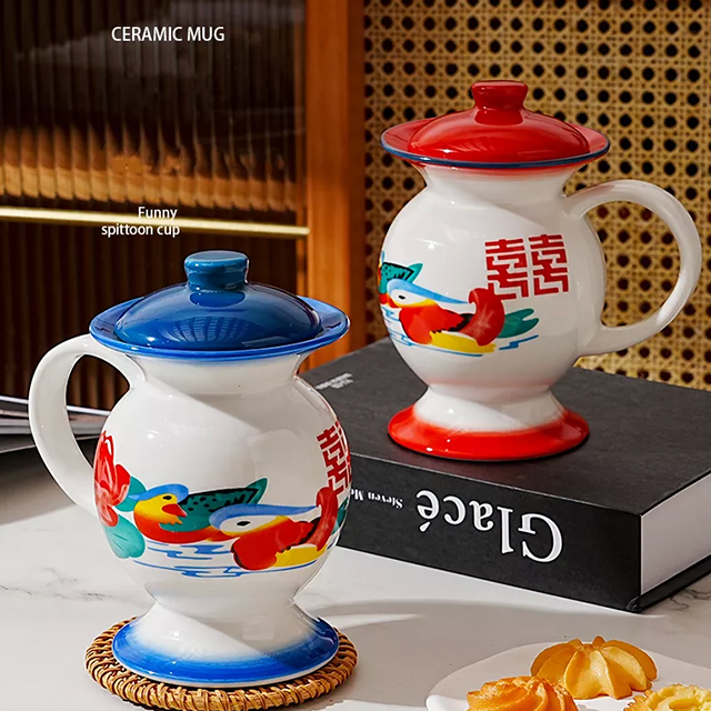 Creative chinese style ceramic mug spittoon pattern unique tea cups ...