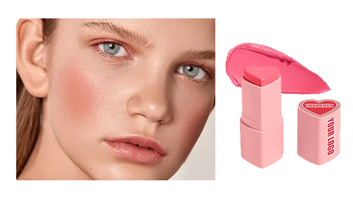 No Logo Cute Blusher High Pigment Makeup Heart Shaped Blush Stick