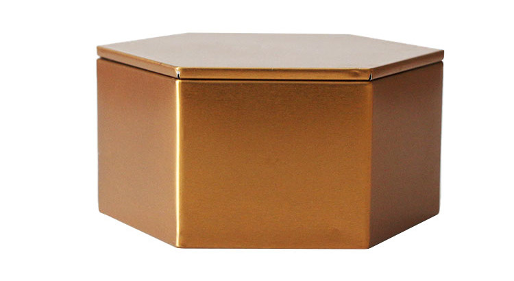 Personalized Hexagonal Shape Golden Printing Storage Container Tin ...