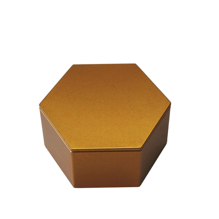 Personalized Hexagonal Shape Golden Printing Storage Container Tin ...