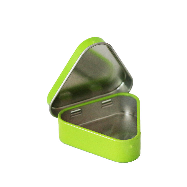 Small Size Container For Cosmetic Candy Triangular Hinged Tin Boxes ...