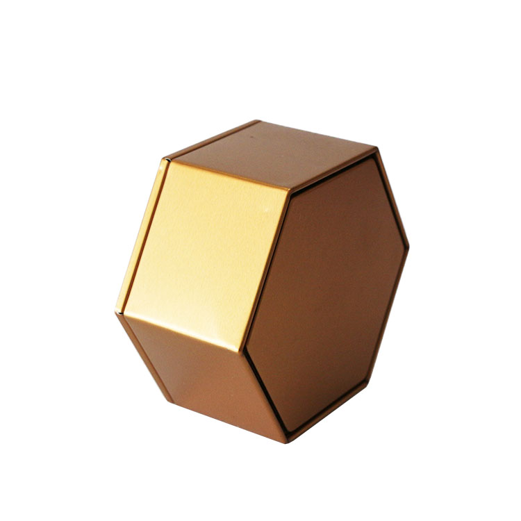 Personalized Hexagonal Shape Golden Printing Storage Container Tin ...