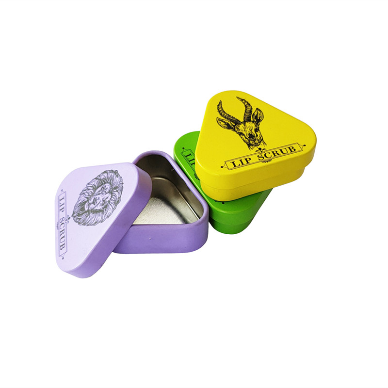 Color Printing Triangular Metal Container Lip Balm Small Tin Box-Color ...