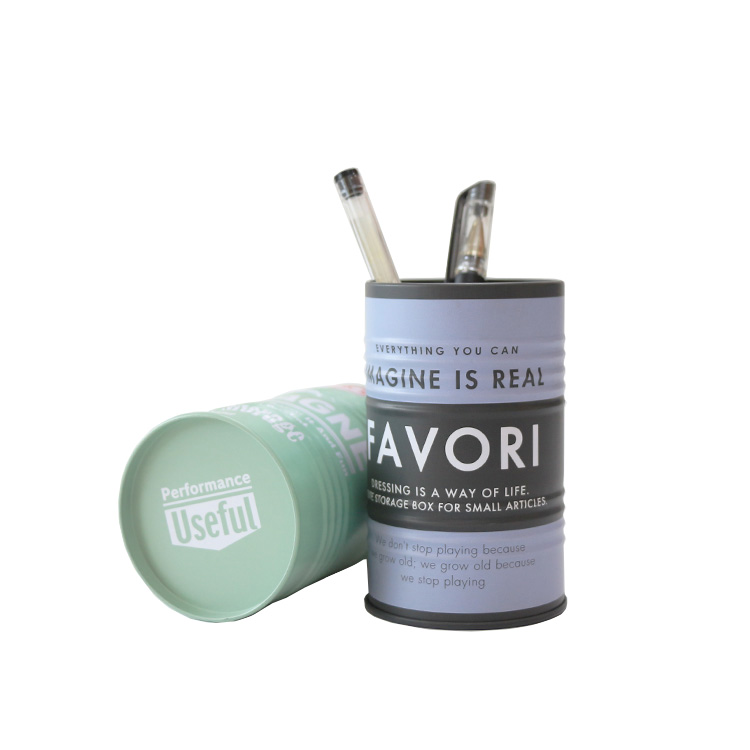 Matte Colorful Printing Stationery Packaging Round Metal Tin Pencil Box ...