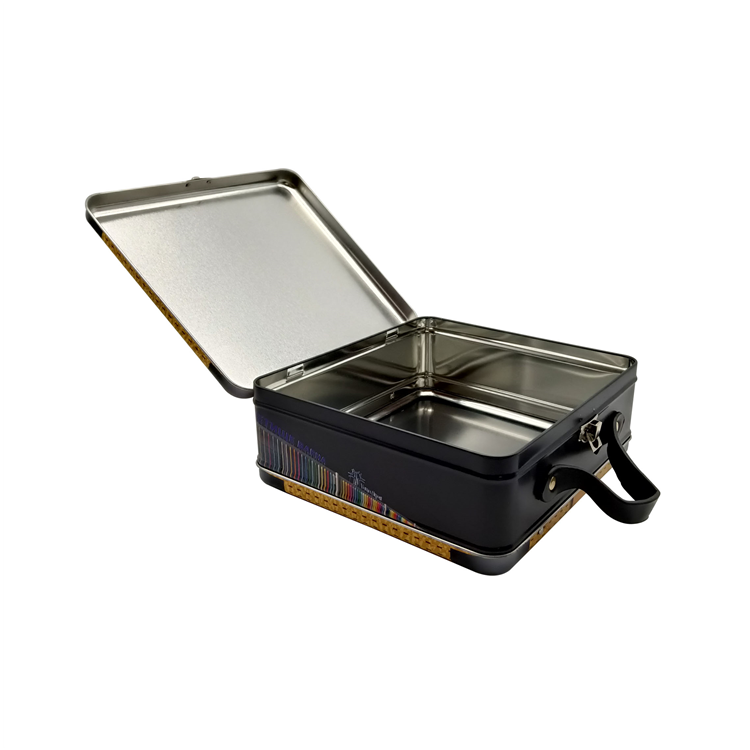 Rectangular Big Size Metal Storage Case With Handle Hinged Tin Box ...