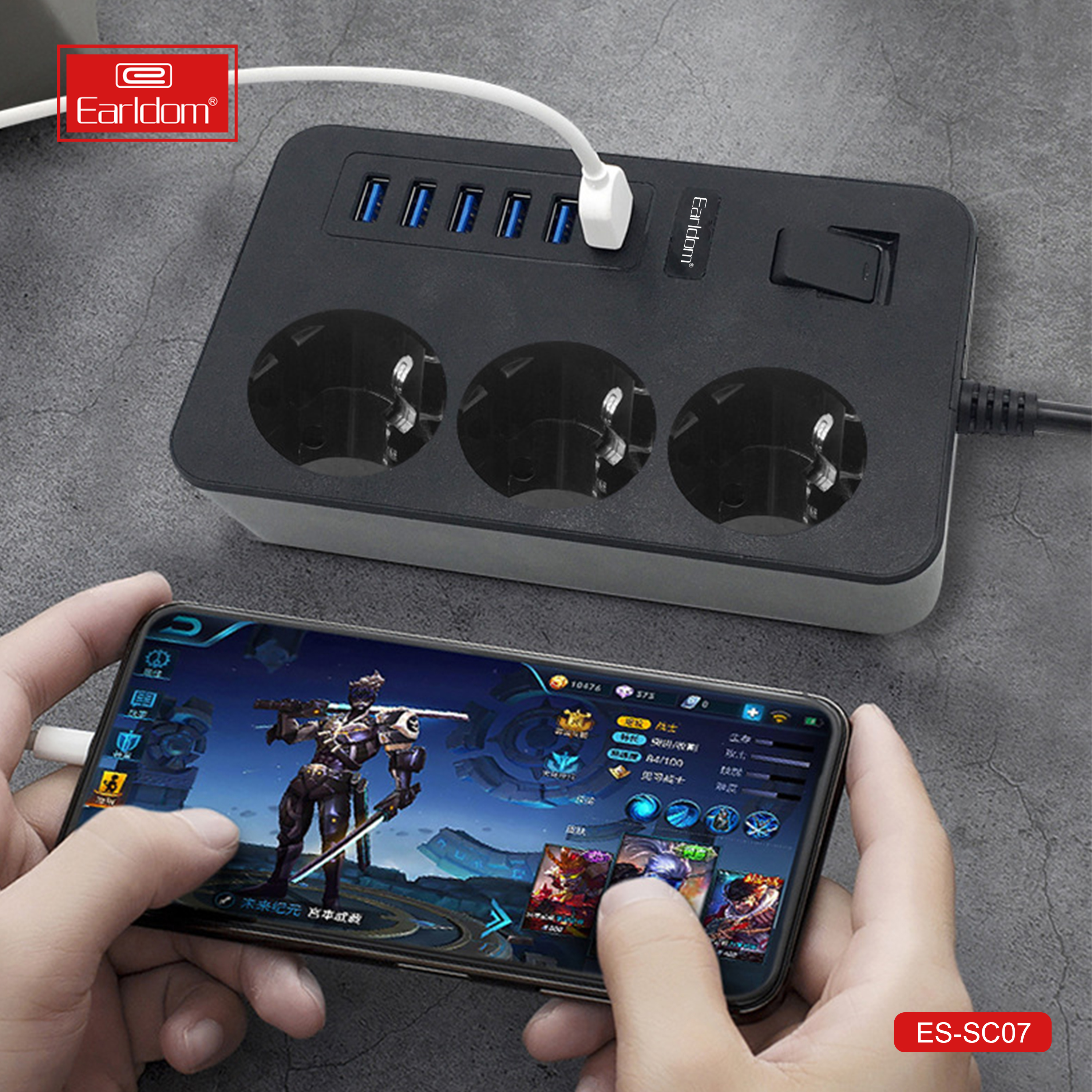 Power Socket Extension with Surge Protection 3 AC Outlets and 6 USB ...