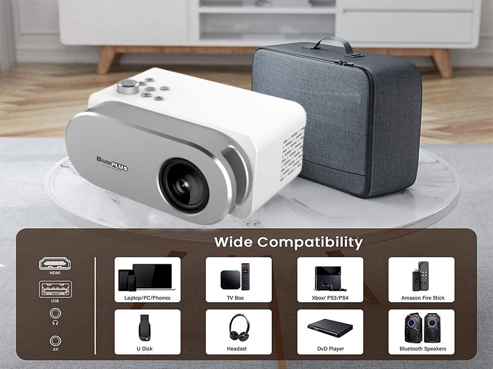 Quality Volto Budplus V1 1080P mini projector with speaker and game pad ...