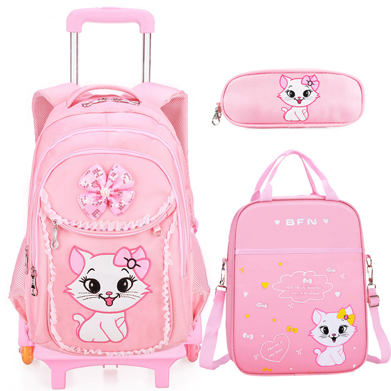 3 in 1 Back to School Backpack Set School Bag Kids 2 Wheel Trolley ...