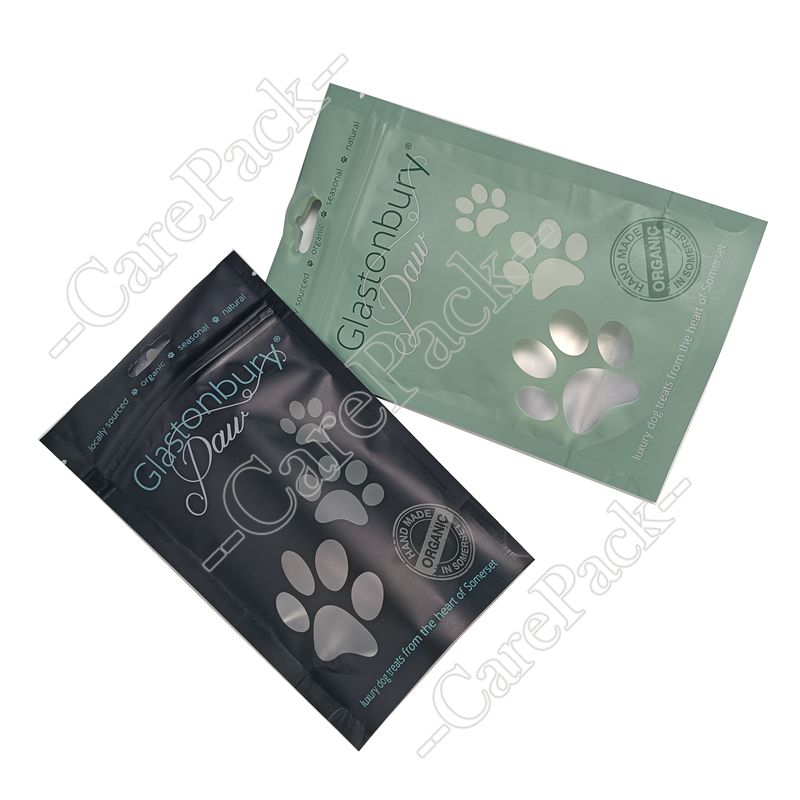 Flexible pet food tear notch resealable clear windows plastic storage ...