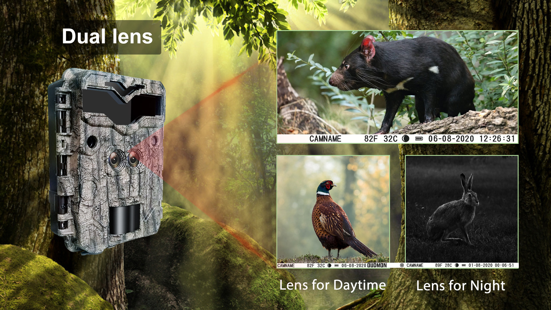 48PCs IR LED Vivid Night Vision Wildlife Trail Camera 32MP 4K Hunting ...