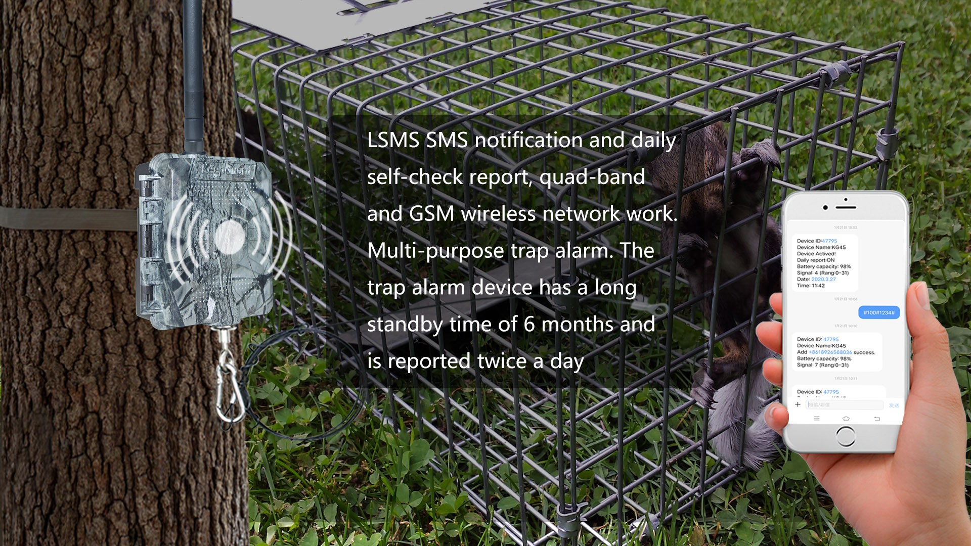 Keepguard KG45 SMS alert for hunting trap