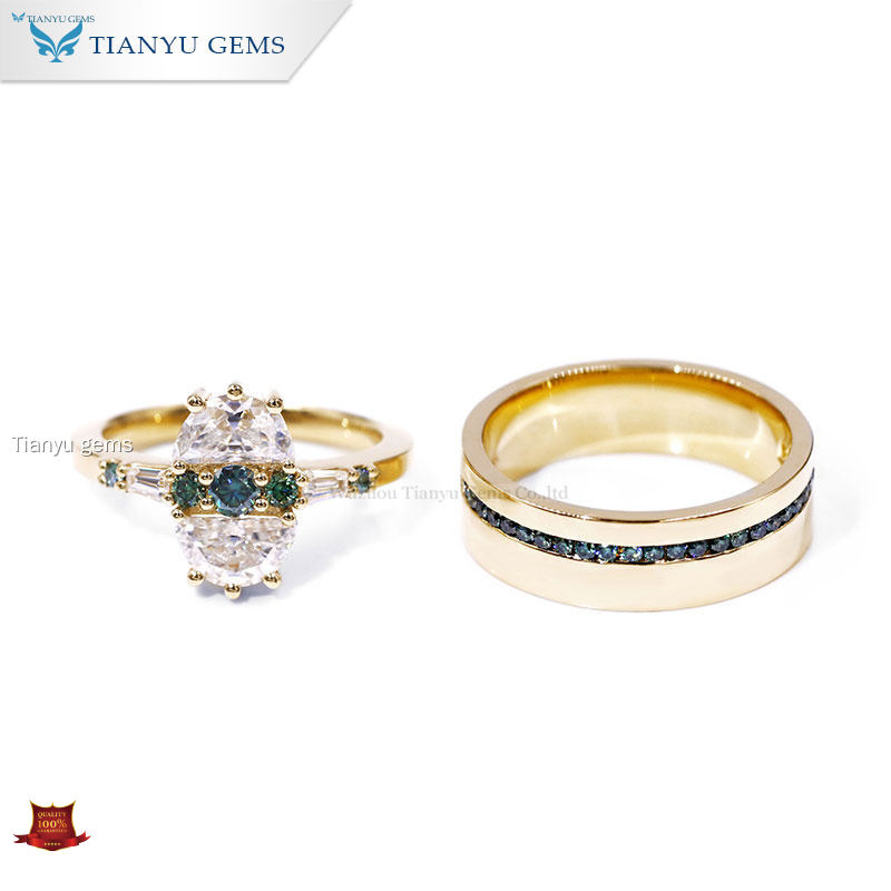 18K Yellow Gold Half Moon Couple Rings