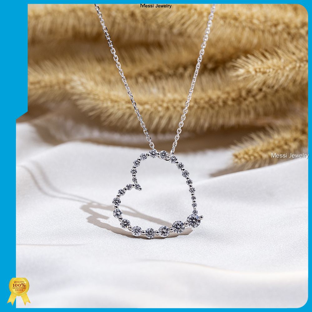 18K Custom Heart Lab Diamond Necklace - Messi Jewelry