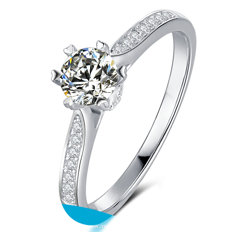 Silver Moissanite Engagement Rings with GRA Certificate