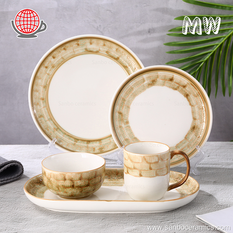 Wholesale fine stoneware dinnerware set luxury tableware with reactive ...