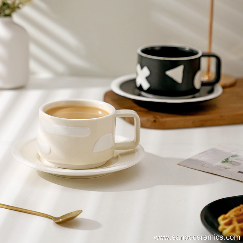 Best Retro geometric pattern relief matte glazed ceramic coffee cups ...