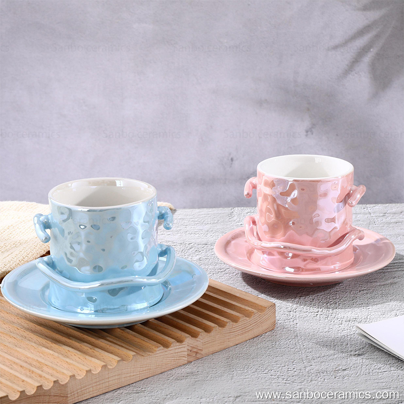 Best Creative ceramic cup and saucer set with pearl glaze exquisite ...