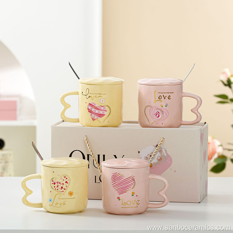 Professional Exquisite ceramic couple mugs coffee cups with lid and ...