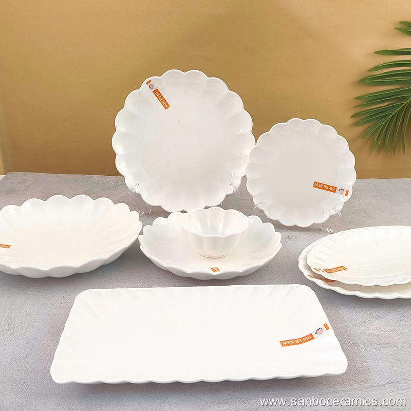 Best Quality Simple white ceramic floral edge dinnerware for hotel and ...