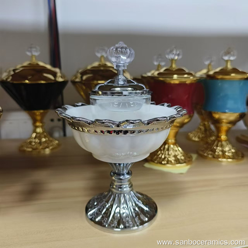Gold Metal ceramic incense burner With lid Dustproof burner Indoor ...